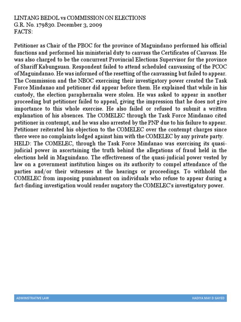 Bedol Vs Comelec | PDF | Politics | Social Science