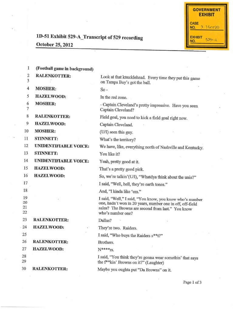 Transcript of Conversation Between Pilot Flying J Executives in October ...