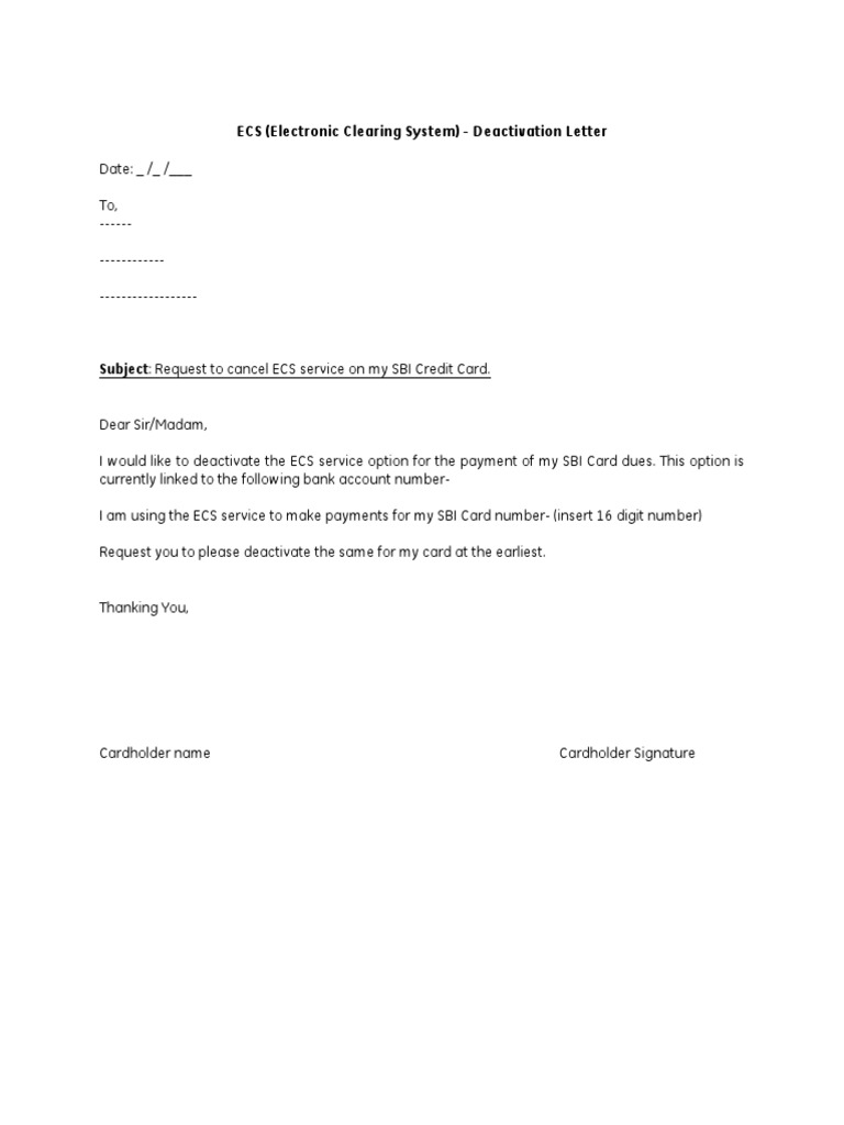 ECS Deactivation Letter PDF | PDF