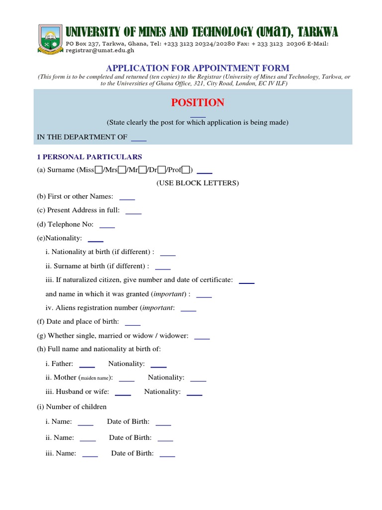 Application For Appointment Form A | PDF | Social Institutions | Social ...