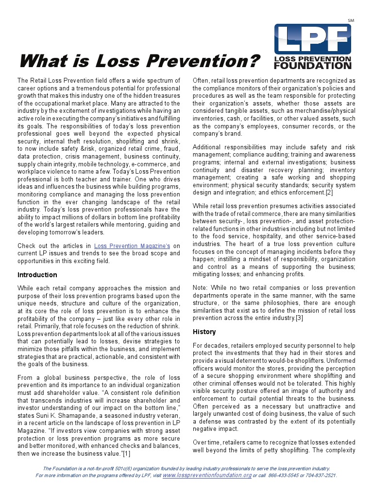 what is loss prevention.pdf | Risk Management | Occupational Safety And ...