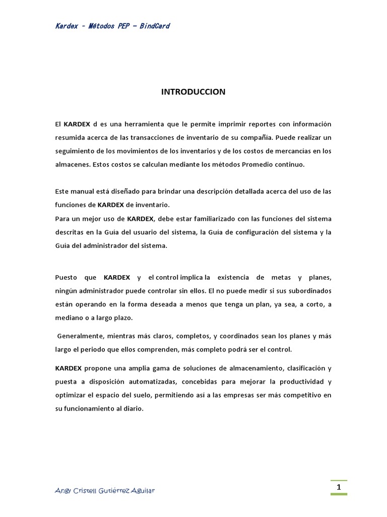 Uso de Kardex con BindCard | PDF | Inventario | Contabilidad