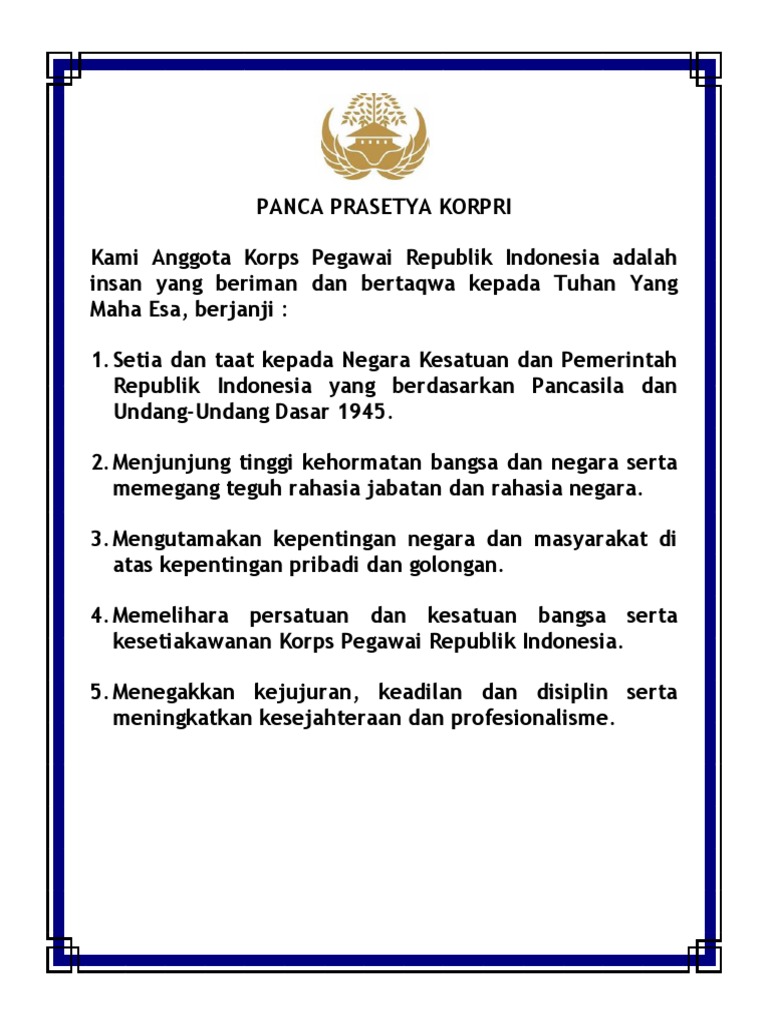 Panca Prasetya Korpri | PDF