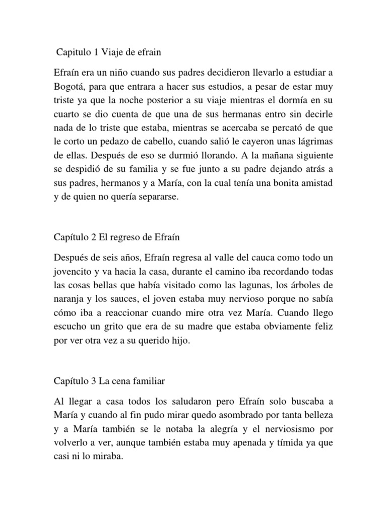 Analisis de Los Capitulos de La Novela Maria | PDF | Ocio ...