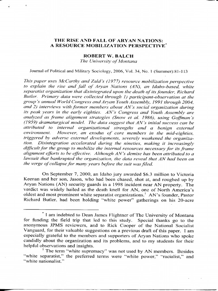 Aryan Nations History | PDF | Heathenry (New Religious Movement ...