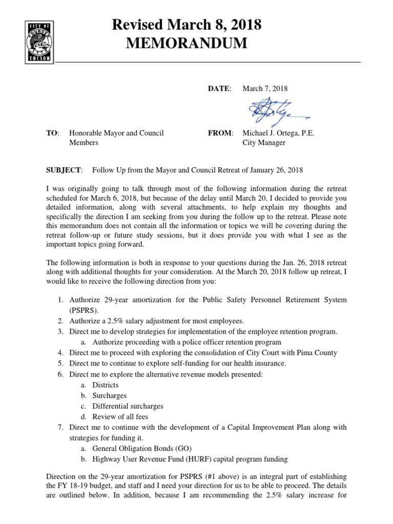 REVISED Retreat Follow Up Memo - 3.8.18final | PDF | Turnover ...