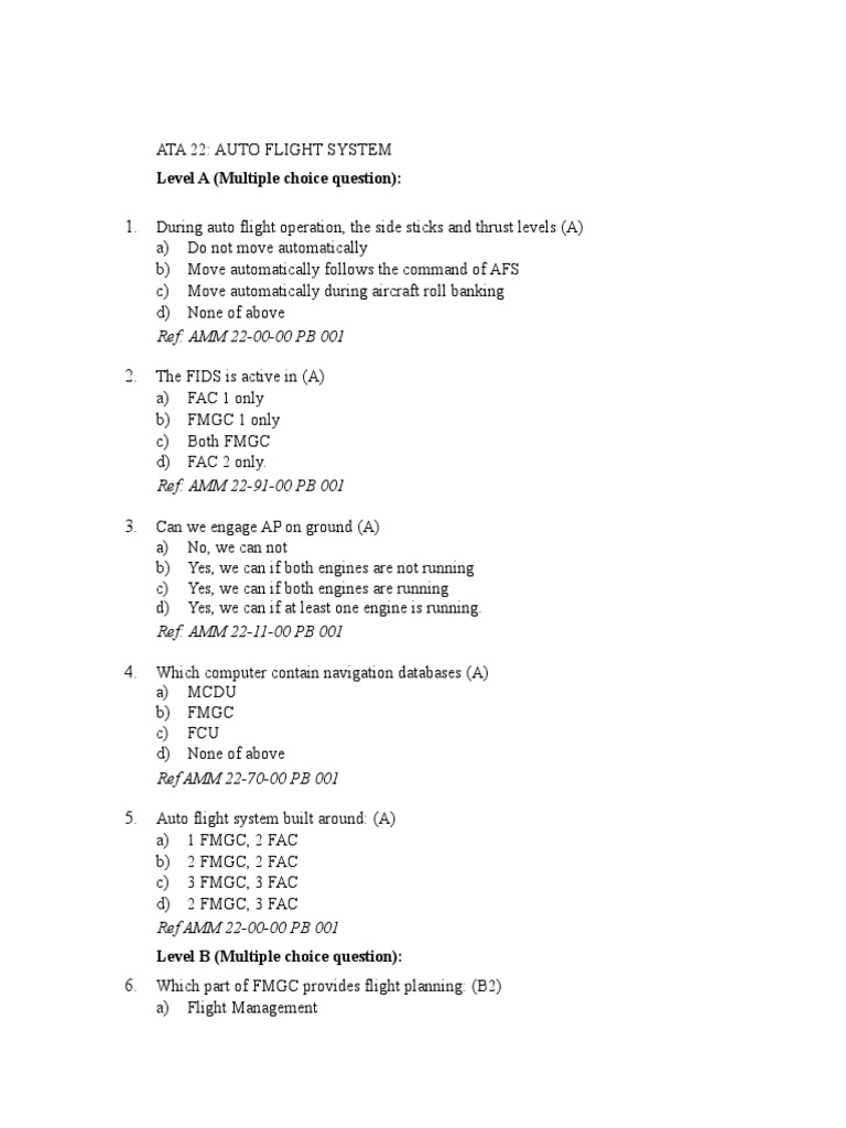 A) B) C) D) : Level A (Multiple Choice Question) | PDF | Aircraft | Aerospace Engineering