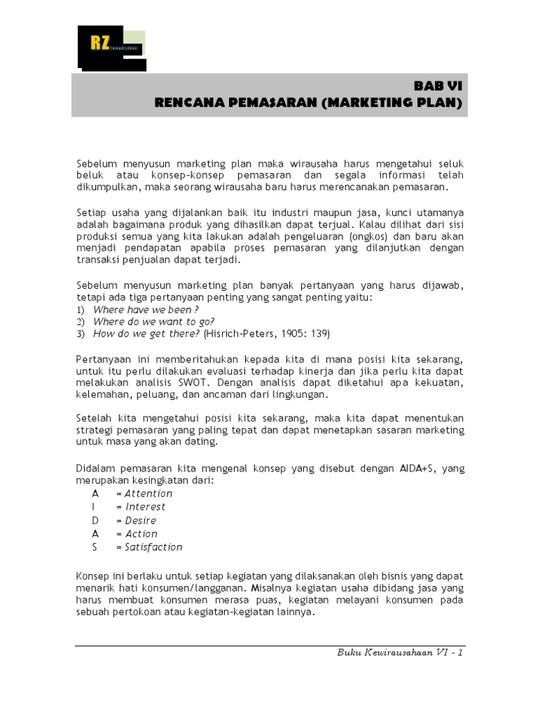 Rencana Pemasaran untuk Wirausaha | PDF | Karier & Perkembangan | Bisnis