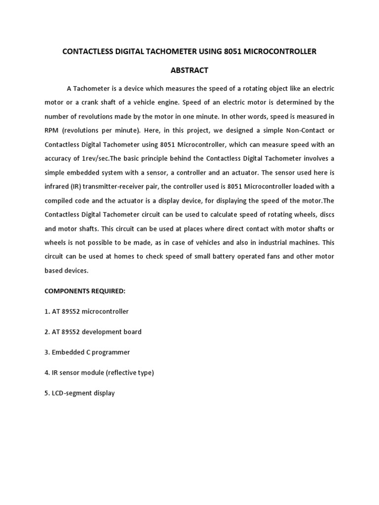 Contactless Digital Tachometer Using 8051 Microcontroller | PDF | Finance & Money Management ...