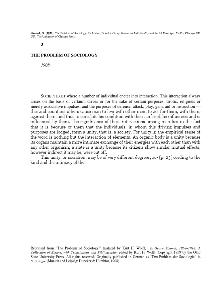 Georg Simmel On Individuality and Social Forms | PDF | Sociology ...