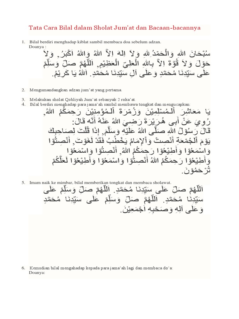 Bacaan Bilal Sholat Jumat | PDF