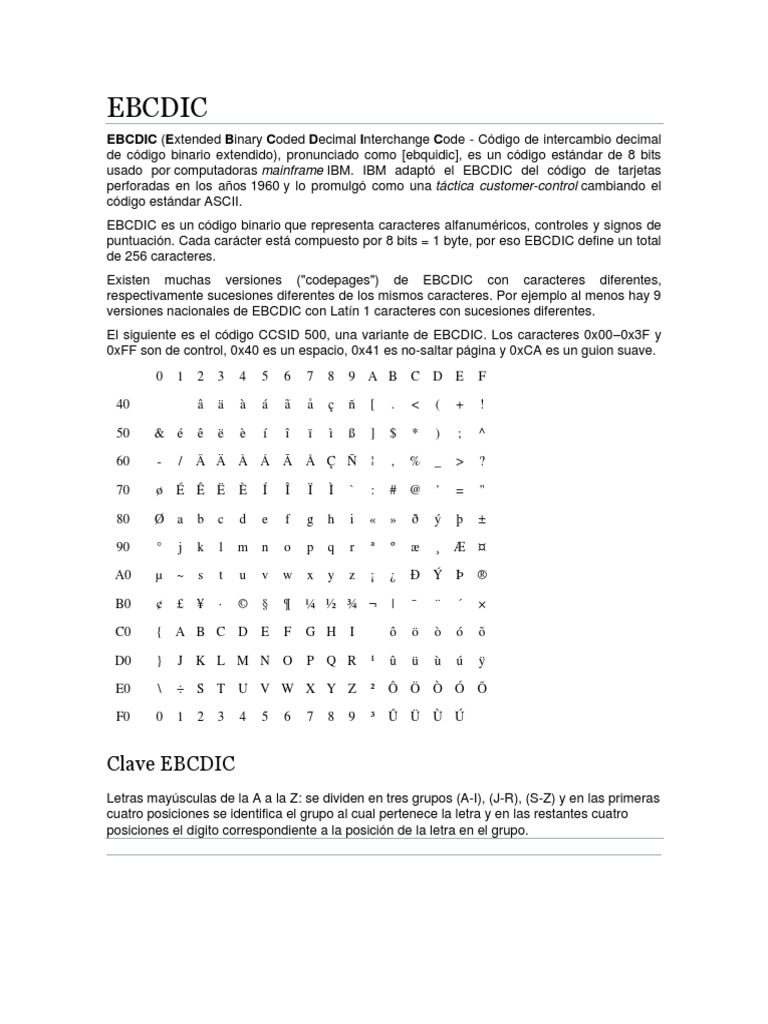 EBCDIC | Ascii | Codificaciones