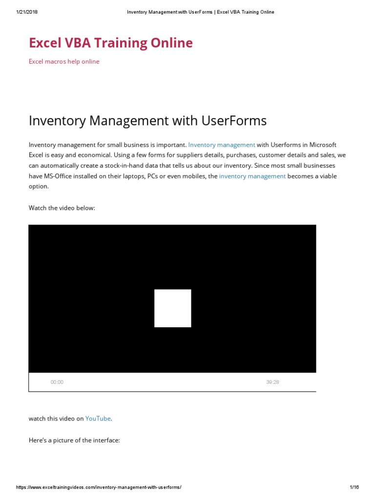 Inventory Management | PDF | Visual Basic For Applications | Microsoft ...