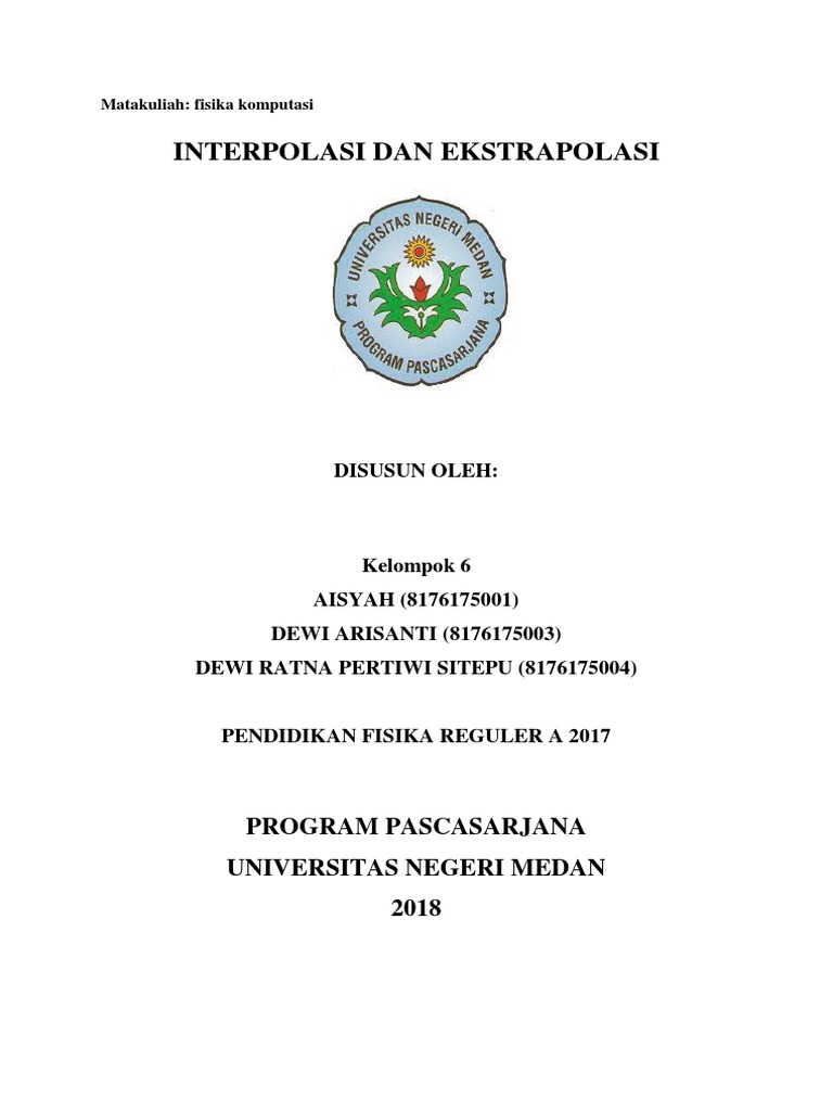 Makalah Interpolasi Dan Ekstrapolasi Fisika Komputasi | PDF