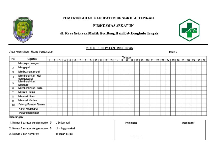 Cek List Kebersihan | PDF