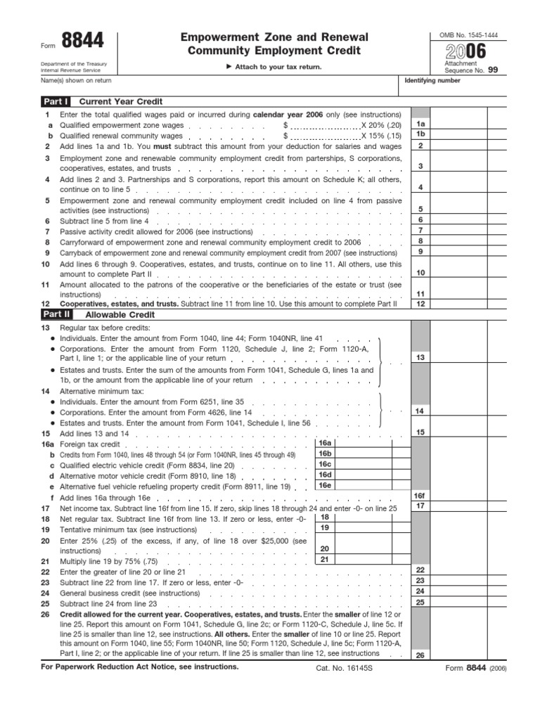 Empowerment Zone and Renewal Community Employment Credit: OMB No. 1545 ...