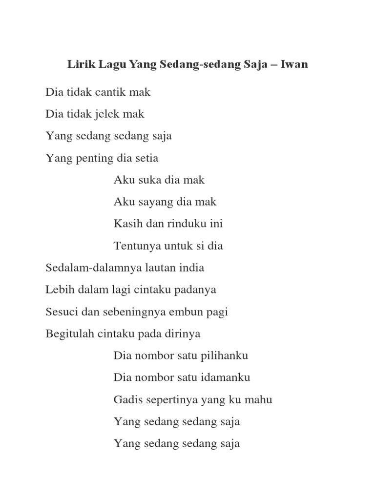 Lirik Lagu Yang Sedang | PDF