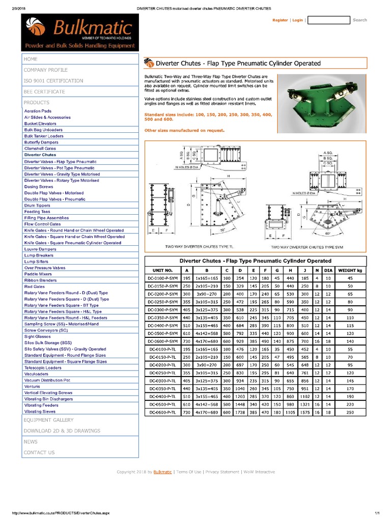 Diverter Chutes Motorised Diverter Chutes Pneumatic Diverter Chutes | PDF