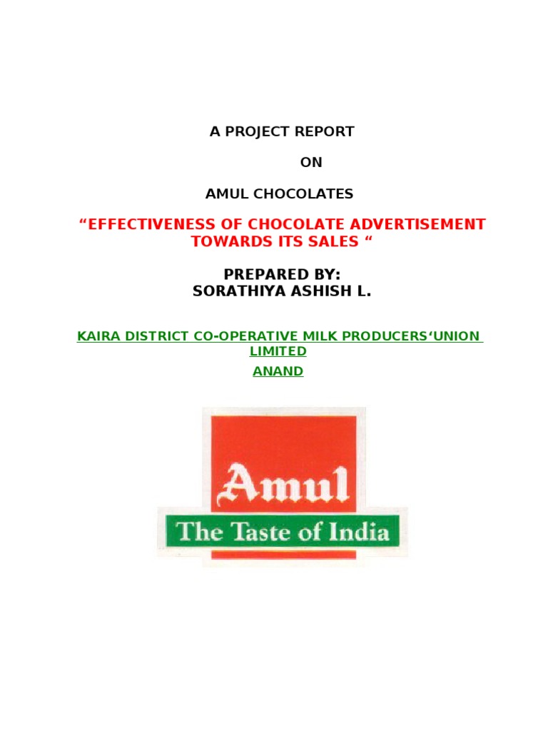 Amul Chocolate | PDF | Sampling (Statistics) | Marketing Research