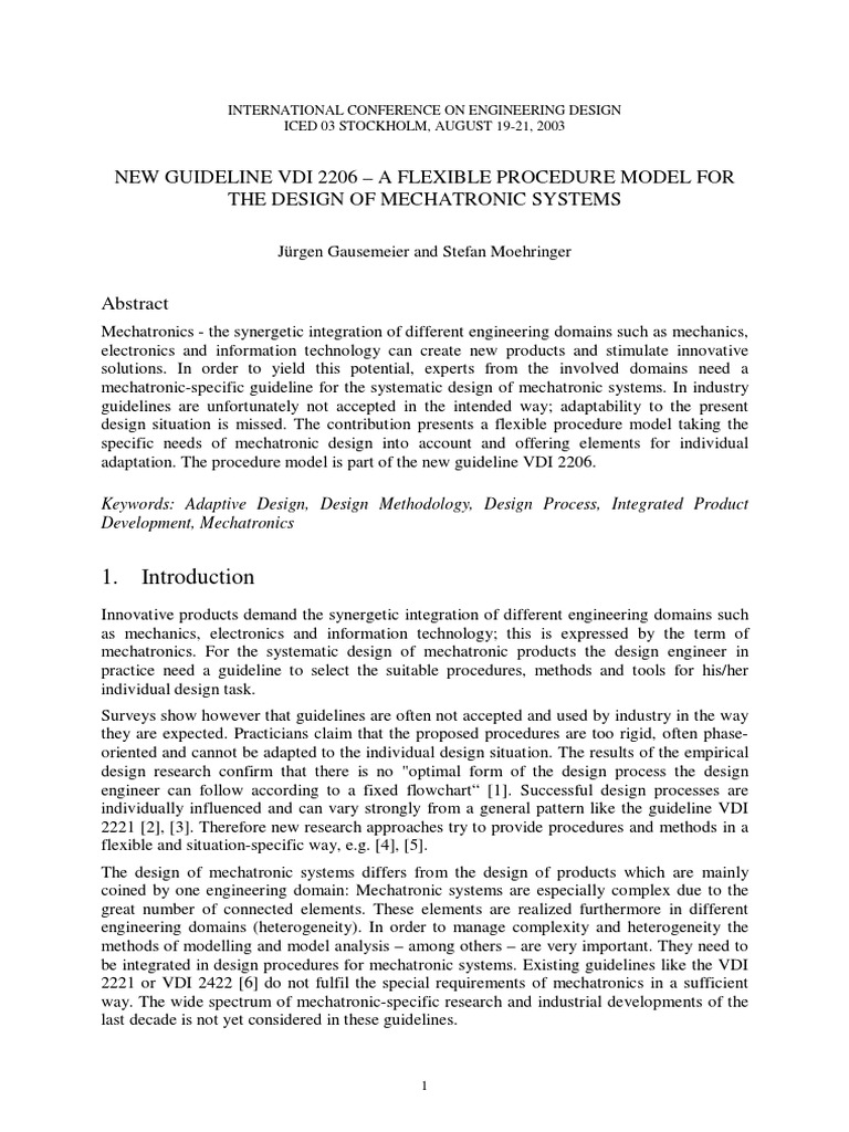 VDI 2206 Guide | PDF | Mechatronics | Design