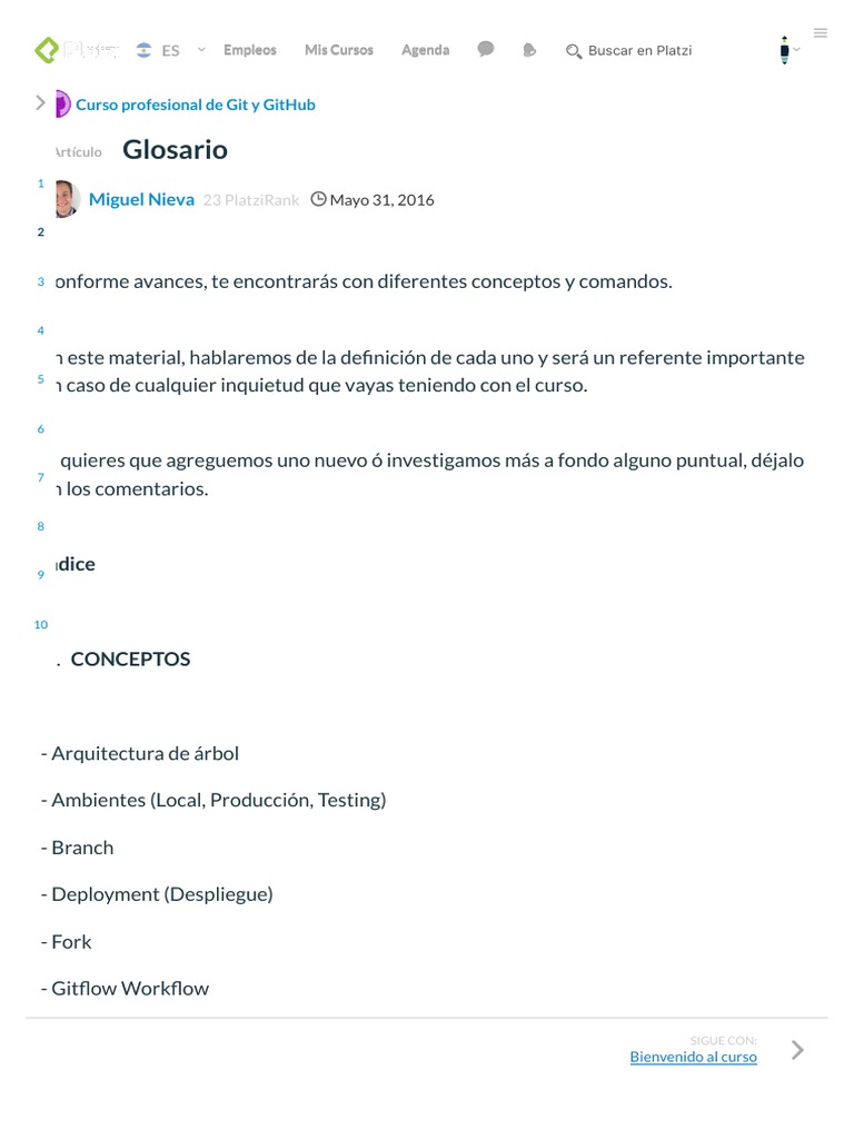 Glosario en Curso Profesional de Git y GitHub | PDF | Control de versiones | Git (software)