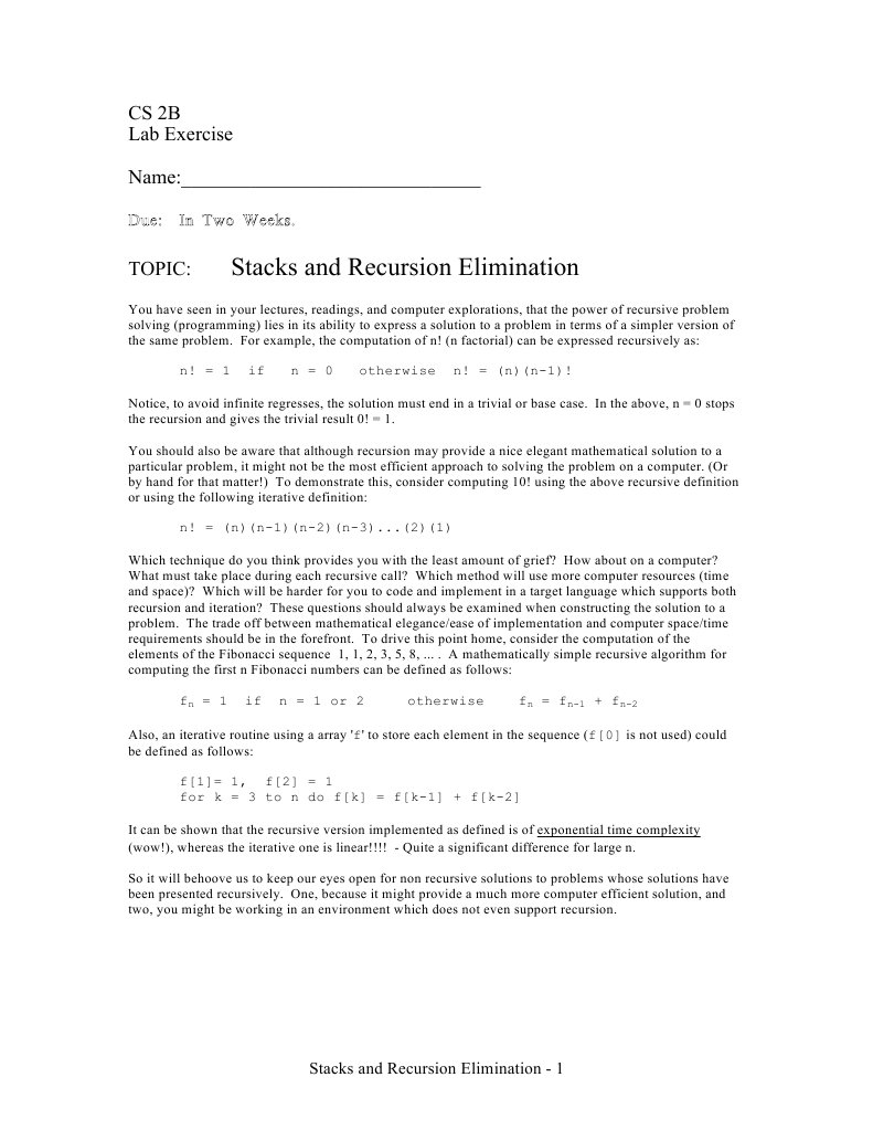 Stacks and Recursion Lab | PDF | Object Oriented Programming | Subroutine Stacks and Recursion Lab | PDF | Object Oriented Programming | Subroutine