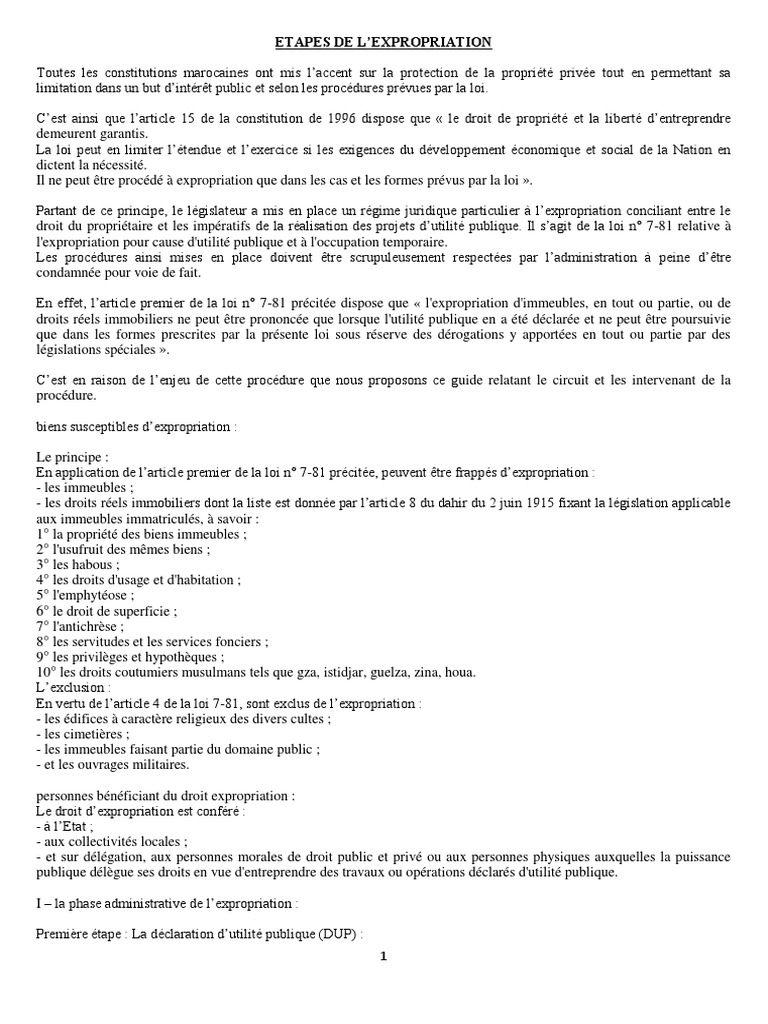 Etapes Expropriation | PDF | Expropriation pour cause d'utilité ...