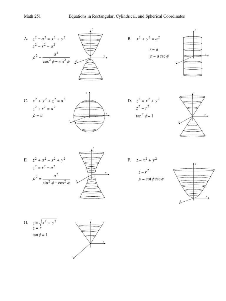 A A R Z A A R: Math 251 Equations in Rectangular, Cylindrical, and ...