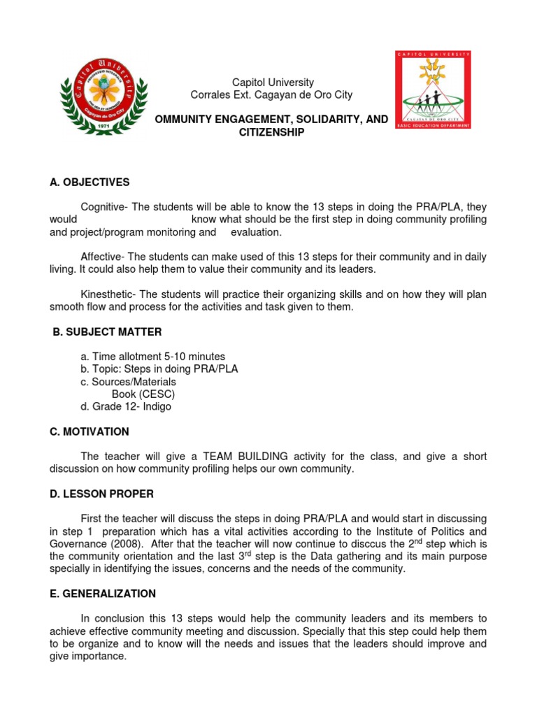 Community Engagement Steps for Students | PDF | Career & Growth