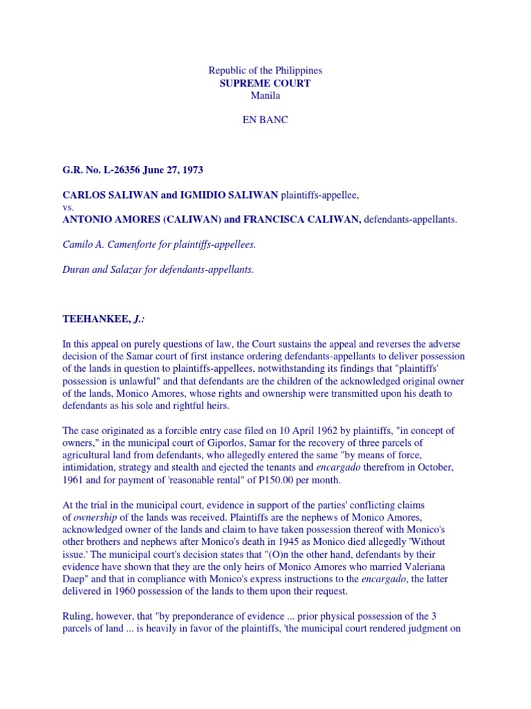 Saliwan Vs Amores | PDF | Lawsuit | State Court (United States)