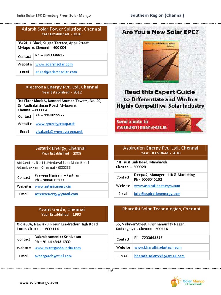 EPC Directory Southern Region 2017 | PDF