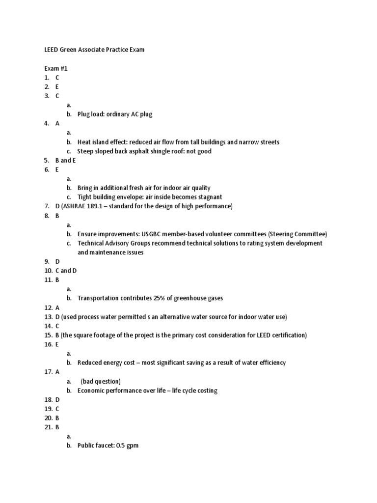 LEED Green Associate Exam Practice | PDF | Leadership In Energy And ...