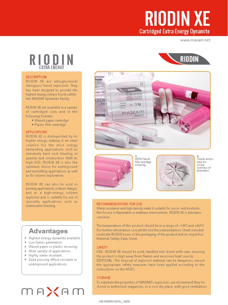 Riodin XE | PDF | Cartridge (Firearms) | Density