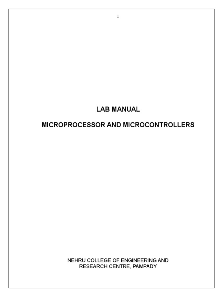 Lab Manual Microprocessor and Microcontrollers: Nehru College of Engineering and Research Centre ...