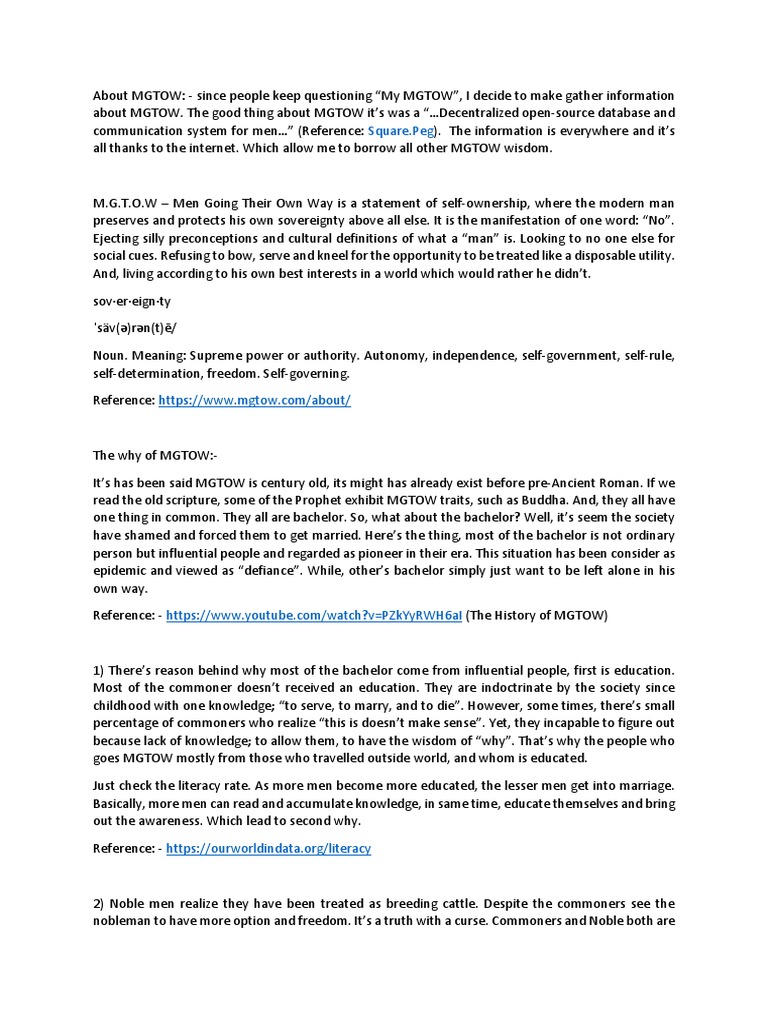 About MGTOW Part 1 | PDF | Marriage | Reason