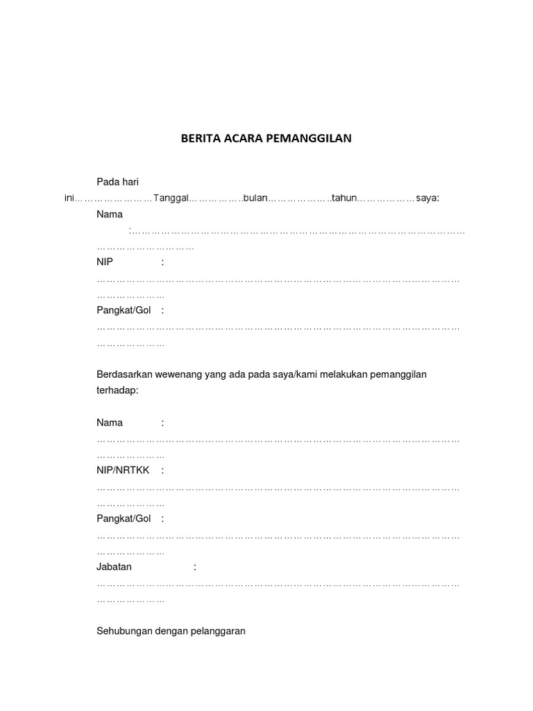 Berita Acara Pemanggilan | PDF