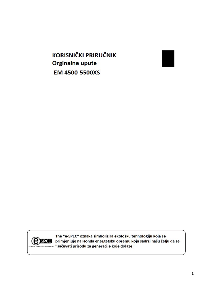 Honda EM4500 5500XS | PDF