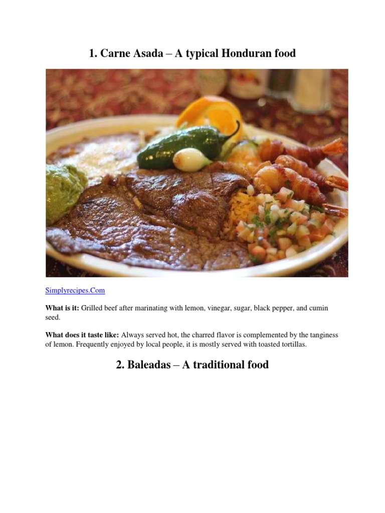 Carne Asada - A Typical Honduran Food | PDF | Western Cuisine ...