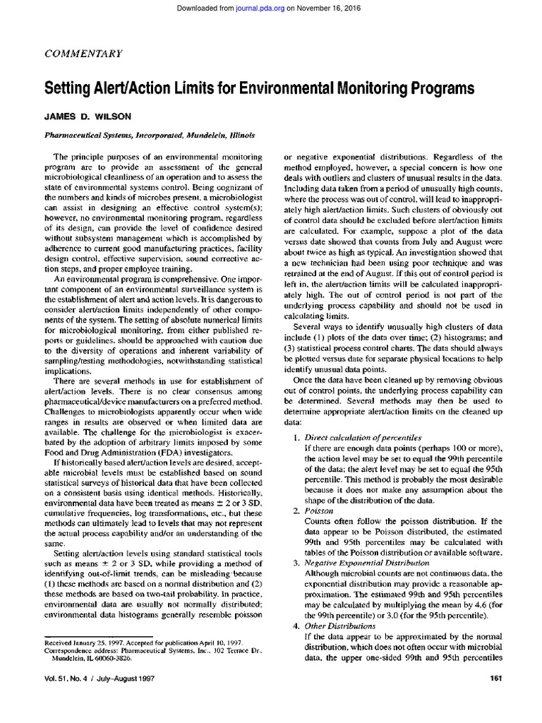 Setting Alert and Action Limits in Pharma | PDF | Percentile | Poisson ...