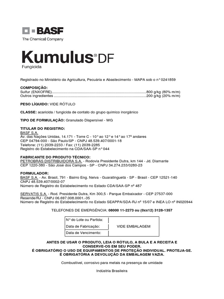 Kumulus DF PDF | PDF | Embalagem e rotulagem | Inseticida