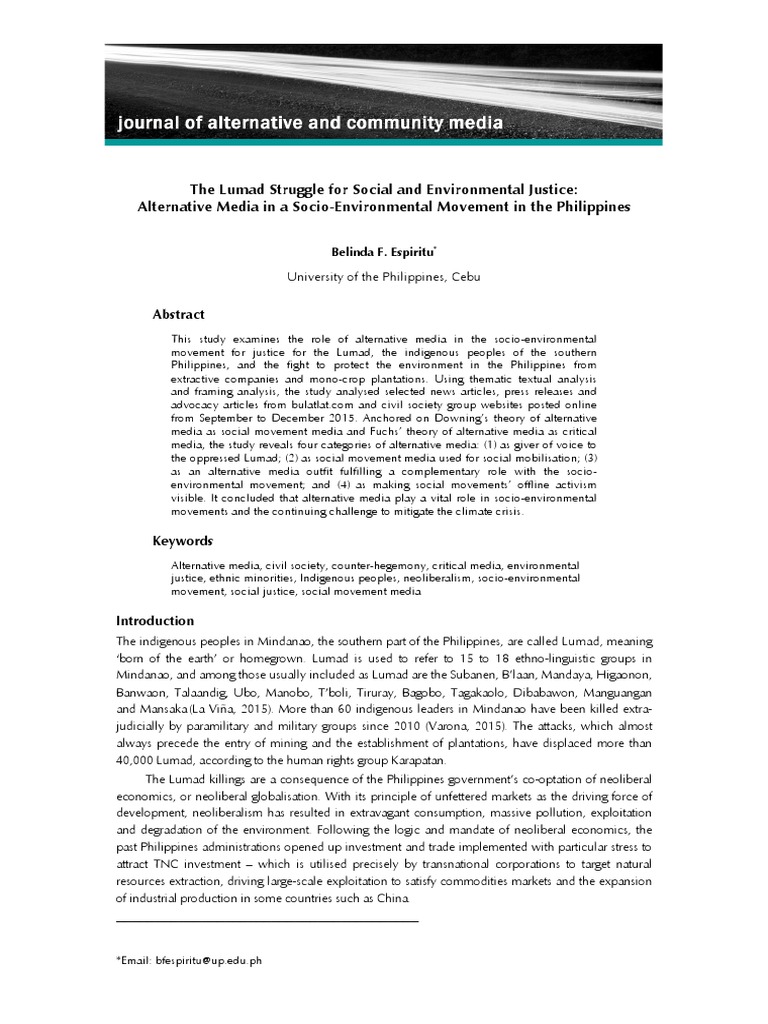 Lumad Justice: Role of Alternative Media | PDF | Mass Media | Activism