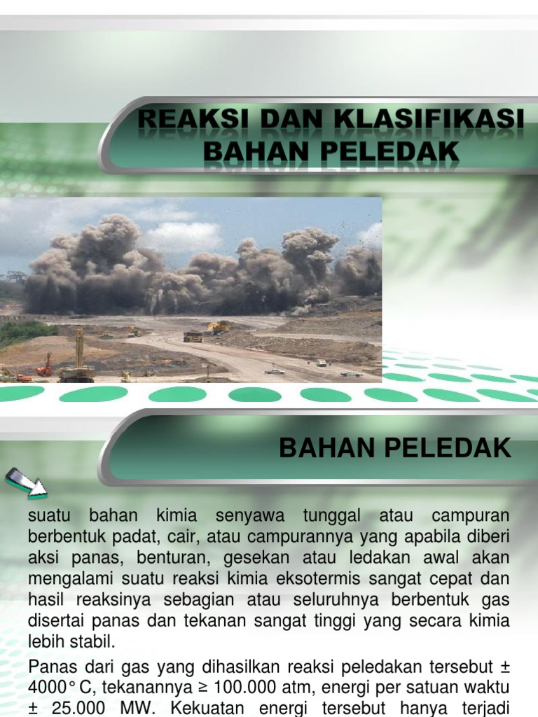 Reaksi Dan Klasifikasi Bahan Peledak | PDF