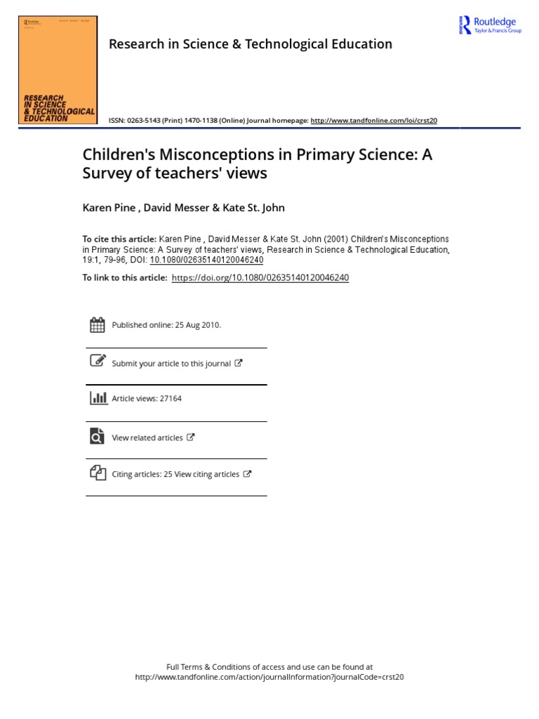 2 Children S Misconceptions in Primary Science A Survey of Teachers ...