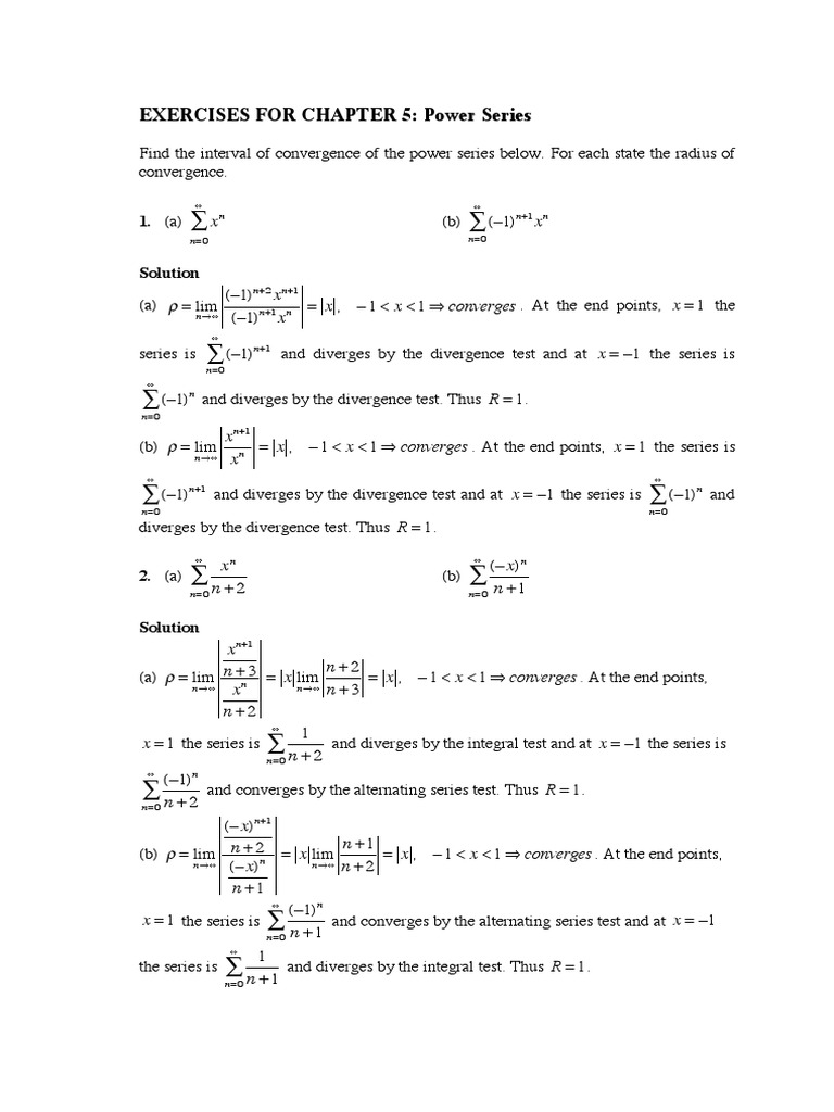 Chapter 5 Power Series PDF | PDF | Power Series | Calculus