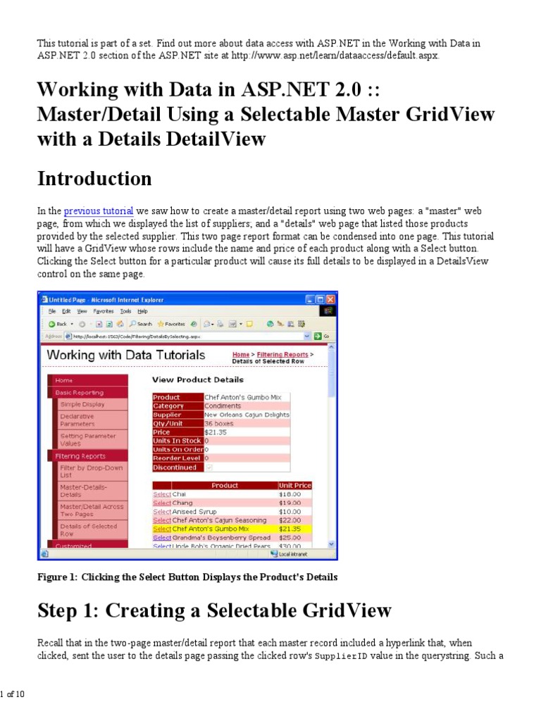Master/Detail Using A Selectable Master Gridview With A Details ...