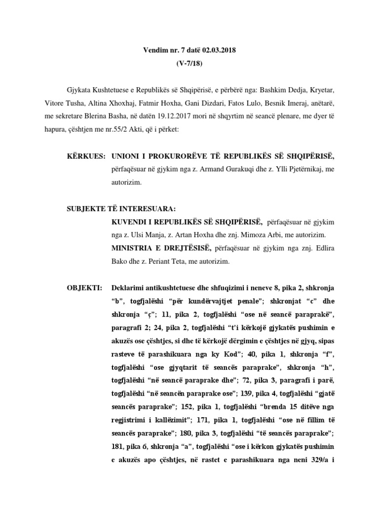 GJK Vendim Nr.7 2018 | PDF