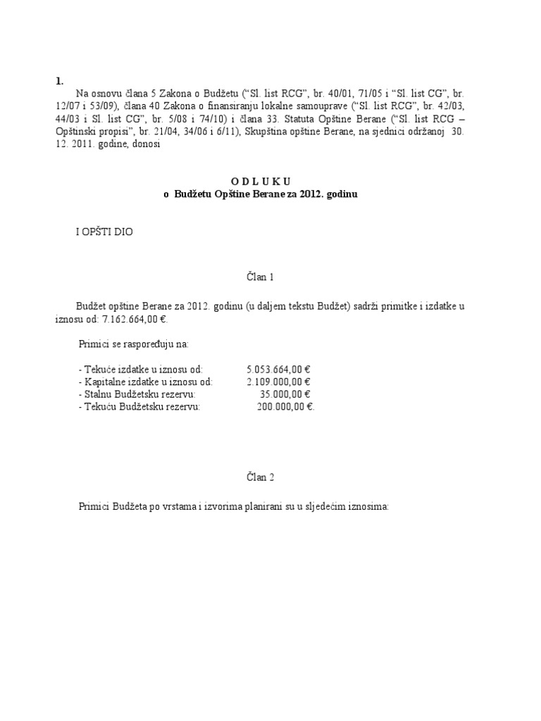 Službeni List Crne Gore - Opštinski Propisi Broj 1-2012 | PDF