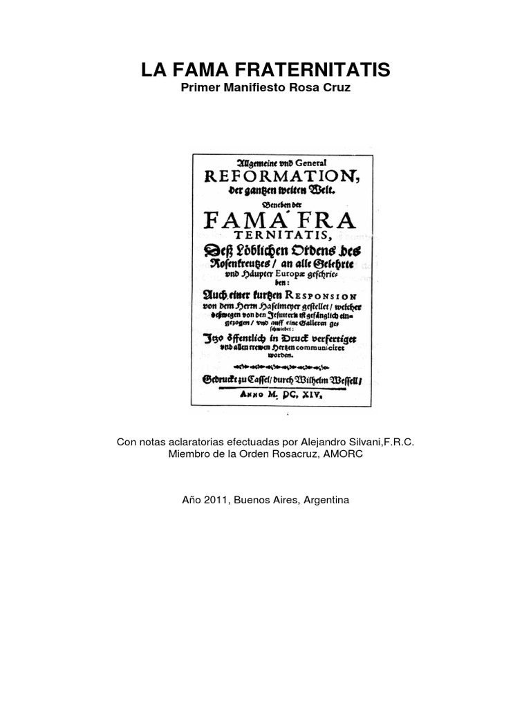 Fiducius-La Fama Fraternitatis Comentada en Español | PDF