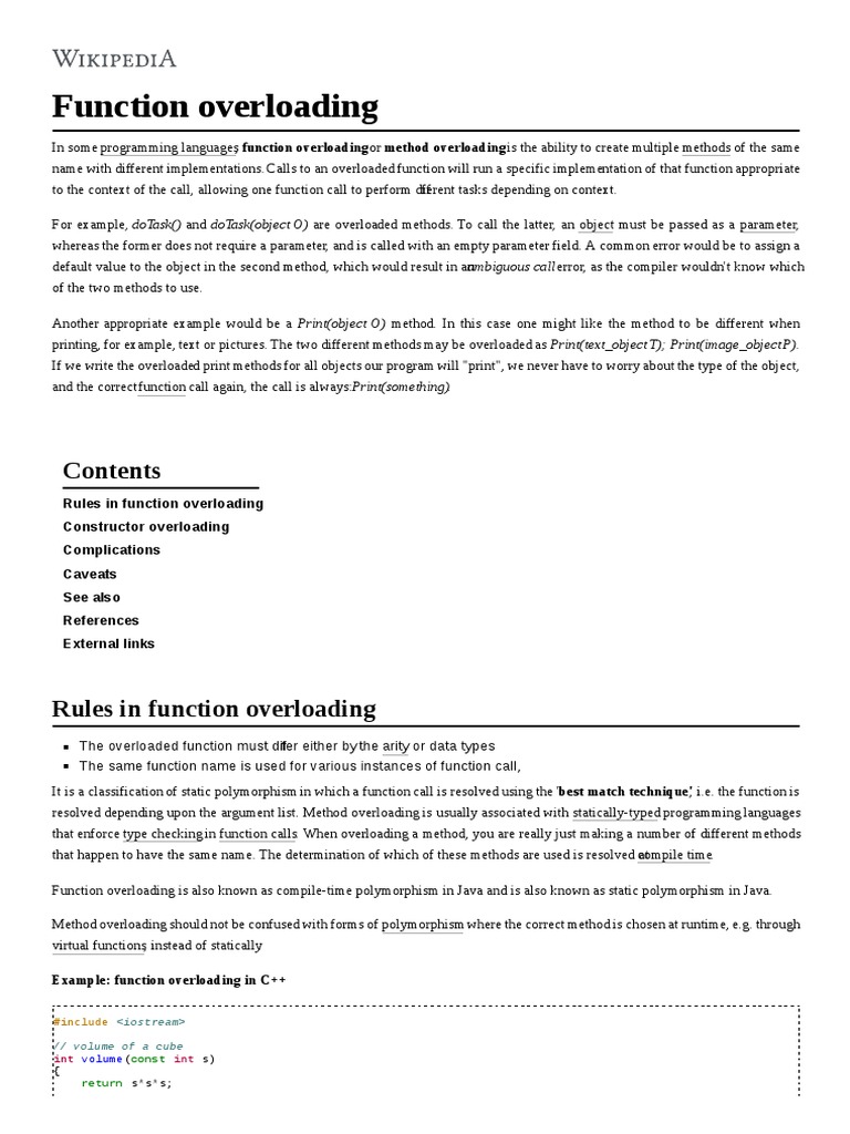 Function Overloading Pdf Method Computer Programming Constructor Object Oriented