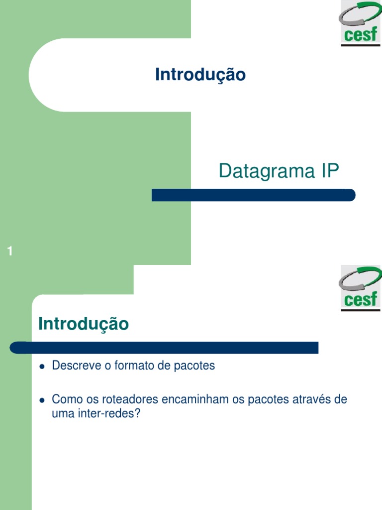 16 - Datagrama IP e Encaminhamento de Datagramas | PDF | Protocolos da internet | Roteamento
